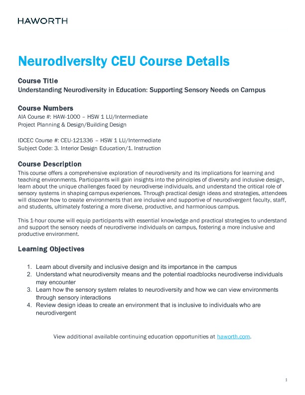 Neurodiversity in Education Course Details | Details Page | Haworth